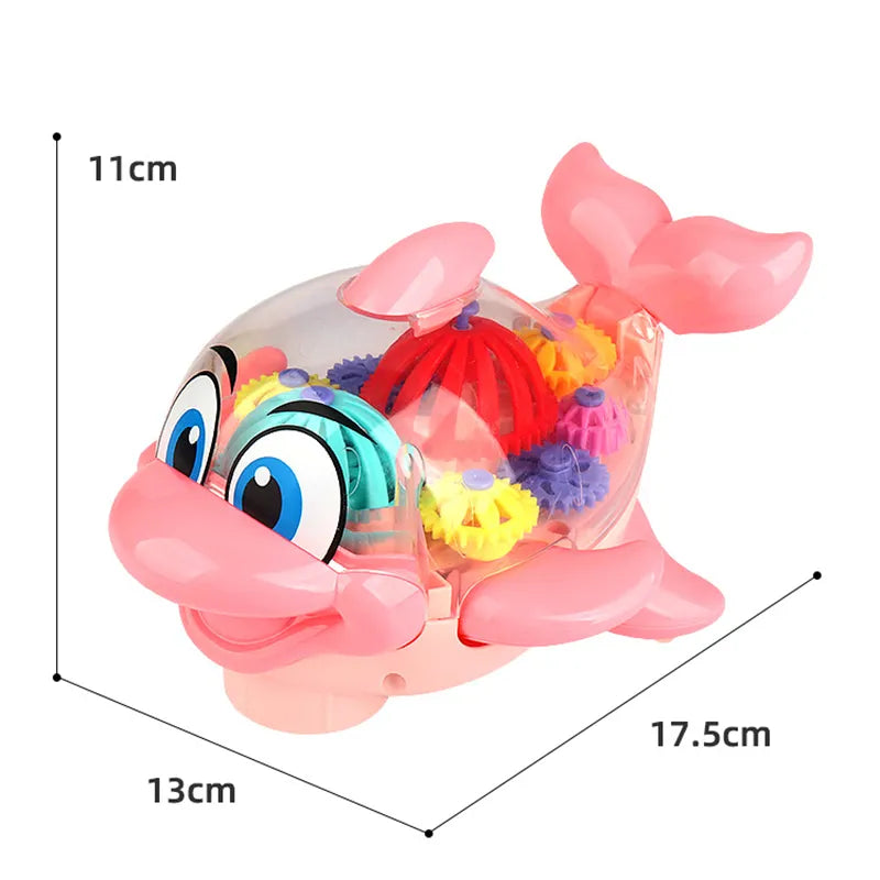 Musical Electrical Universal Dolphin Gear Transparent Toy For Kids And ...